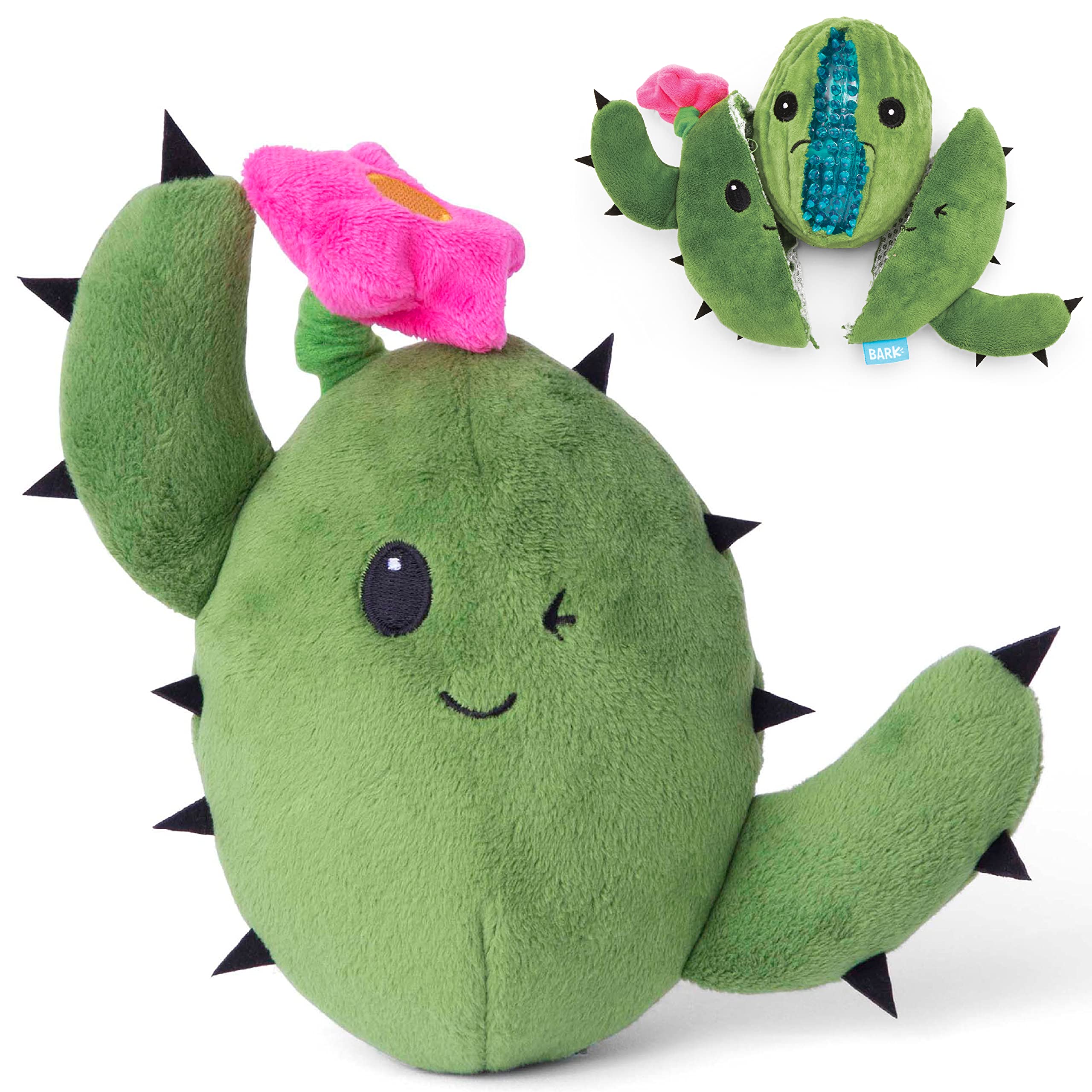 Barkbox 2 in 1 Interactive Plush Dog Toy - Rip and Reveal Dog Toy for Large Dogs - Stimulating Squeaky Pet Enrichment and Puppy Toys | Consuela The Cactus (Large)