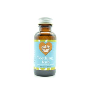 balm! baby teething oil rub - baby teething relief - vegan, all natural & organic teething aid with chamomile & clove - gentle, safe & effective - 1 oz glass bottle - plastic free