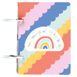 c.r. gibson rainbow ''our magical memories'' on-the-go memory baby book binder, 25 cards, 4.3'' w x 5.75'' h