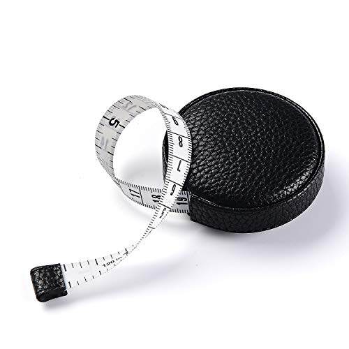 3m/120" Tape Measure Body Measuring Tape for Body Cloth Tape Measure for Sewing Fabric Tailors Medical Measurements Tape Dual Sided Leather Tape Measure Retractable (Black, 1 Pack)