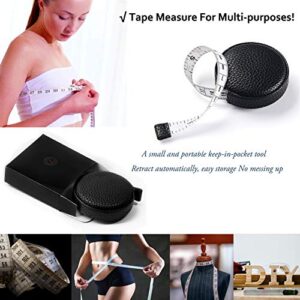 3m/120" Tape Measure Body Measuring Tape for Body Cloth Tape Measure for Sewing Fabric Tailors Medical Measurements Tape Dual Sided Leather Tape Measure Retractable (Black, 1 Pack)