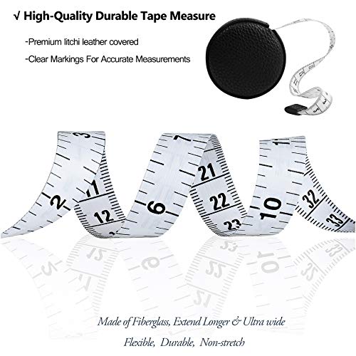 3m/120" Tape Measure Body Measuring Tape for Body Cloth Tape Measure for Sewing Fabric Tailors Medical Measurements Tape Dual Sided Leather Tape Measure Retractable (Black, 1 Pack)