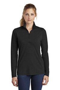 st ladies posicharge tri-blend wicking 1/4-zip pullover xl black triad solid