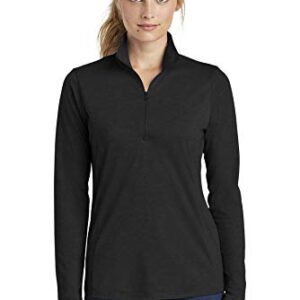 ST Ladies PosiCharge Tri-Blend Wicking 1/4-Zip Pullover XL Black Triad Solid