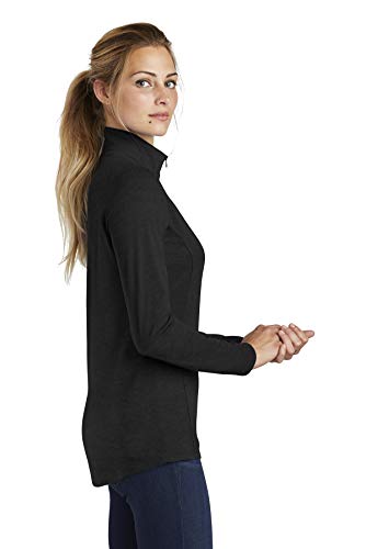 ST Ladies PosiCharge Tri-Blend Wicking 1/4-Zip Pullover XL Black Triad Solid