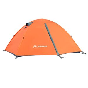 bisinna 2/4 person camping tent lightweight backpacking tent waterproof windproof two doors easy setup double layer outdoor tents for family camping hunting hiking mountaineering travel