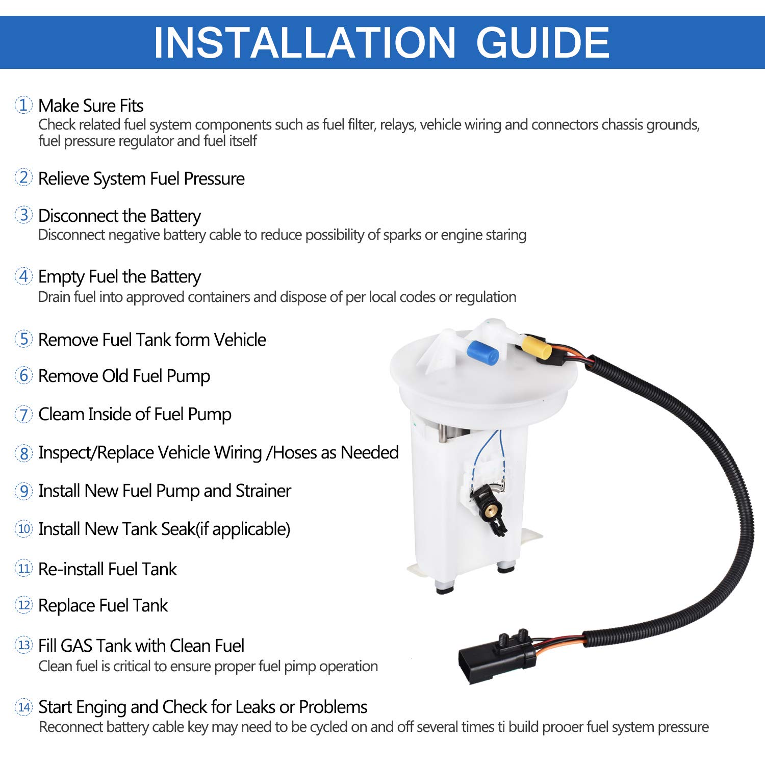 FAERSI Fuel Pump Assembly Replace# E8502M Compatible with Nissan Sentra & Sentra 2002 2003 2004 2005 2006 L4 1.8L /L4 2.5L