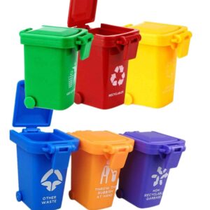 Nuanmu Garbage Can Set 6 Color Small Trash Can ABS Garbage Truck Toys