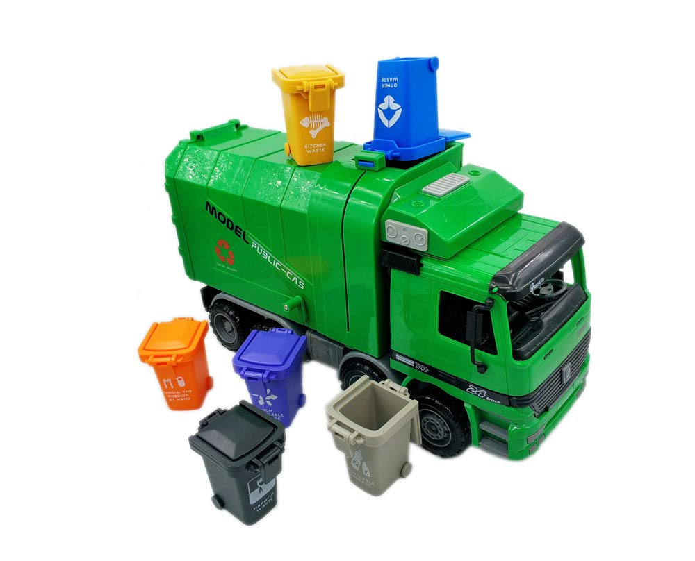 Nuanmu Garbage Can Set 6 Color Small Trash Can ABS Garbage Truck Toys