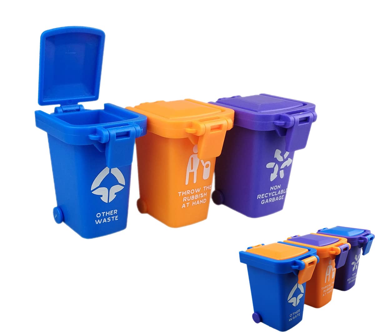 Nuanmu Garbage Can Set 6 Color Small Trash Can ABS Garbage Truck Toys