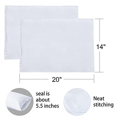 FLXXIE 2 Pack Microfiber Toddler Pillowcases, 14 x 20 Inches Fits Baby Pillow Sized 12 x 16, 13 x 18 or 14 x 20, Soft and Cozy Small Travel Pillow Covers with Envelope Closure, White