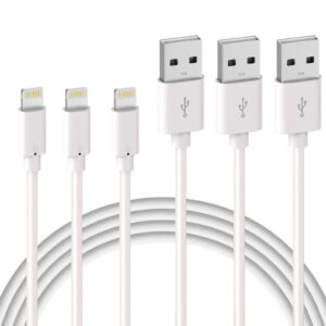 iphone charger cable, [mfi certified] lightning cable 3pack 6ft usb a to lightning fast charging cord data transfer wire compatible with iphone 14 13 12 11 pro max xs xr x 8 7 6 plus se ipad, white