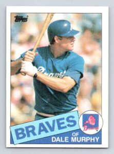 1985 topps baseball #320 dale murphy atlanta braves official mlb trading card (stock photos used) near mint or better condition