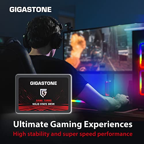 Gigastone SATA SSD 128GB 2.5 inch SSD 520MB/s Upgrade Laptop PC Memory and Storage PS4 HDD Replacement 2.5" Internal Solid State Hard Drives SATA III SLC Cache 3D NAND Game Turbo Performance