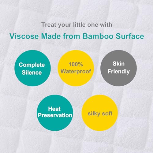 Waterproof Cradle Bassinet Mattress Protector, Fit for 36" × 18" Standard Cradle Bassinet Mattress, Ultra Soft Breathable, Viscose Made from Bamboo Surface, 2 Pack, Washer & Dryer