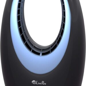 LivePure Bladeless Oscillating Fan. 3-Speed Adjustment, Touch Control, Quiet Cooling Fan. Stand Up Fan for Bedroom, Office, Kitchen. Black