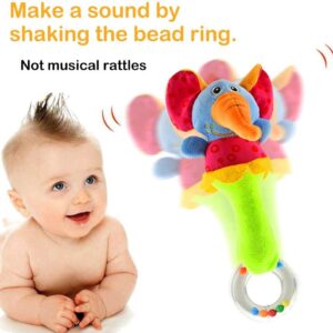 CHAFIN Baby Soft Rattles Shaker, Infant Developmental Hand Grip Baby Toys, Cute Stuffed Animal with Sound for 3 6 9 12 Months and Newborn Gift(2 Pack)