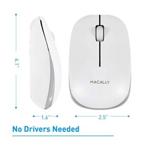 Macally 2.4G USB Wireless Mouse for Laptop and Desktop Computer, Comfortable and Long Range Computer Mouse - Cordless Mouse for Mac, Apple MacBook Pro/Air, Chromebook, or Windows PC - White