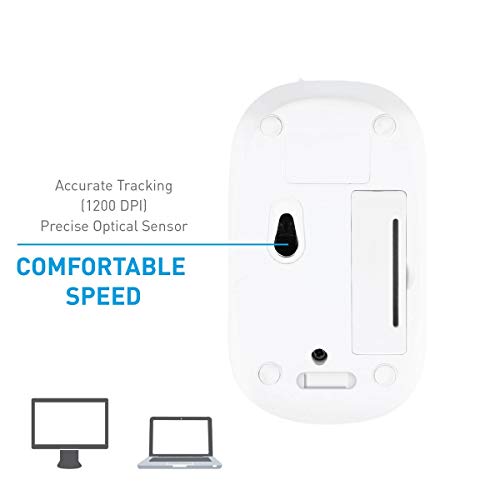 Macally 2.4G USB Wireless Mouse for Laptop and Desktop Computer, Comfortable and Long Range Computer Mouse - Cordless Mouse for Mac, Apple MacBook Pro/Air, Chromebook, or Windows PC - White