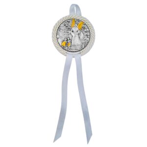 guardian angel crib medal ornaments | 3 colors | hang to bring blessings to your child | christian baby goods (white)