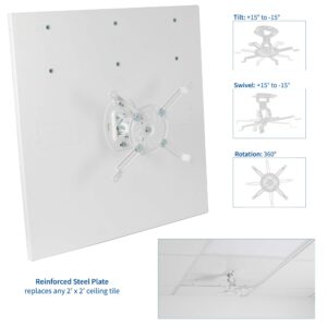 VIVO Universal Adjustable 2 x 2 feet Drop Ceiling Projector Mount, Suspended Drop-in Ceiling Projection Mounting Kit, White, MOUNT-VP07DP