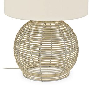 Henn&Hart 21.5" Tall Rattan Table Lamp with Fabric Shade in Rattan, for Home, Living Room, Bedroom, Entertainment Room, Office, Kitchen, Dining