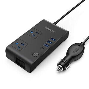 bestek 200w power inverter, dc 12v to ac 110v car inverter with total 7.8a 4 usb ports multi-protection car charger adapter, etl listed(black)