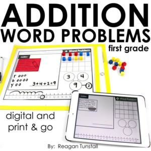 word problems addition first grade (digital and print & go)