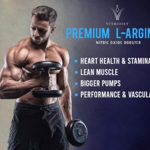 VITBOOST Extra Strength L Arginine Capsule 1500mg - Nitric Oxide Supplements for Stamina, Muscle, Vascularity & Energy - Powerful NO Booster with L-Arginine, L-Citrulline & Essential Amino Acids