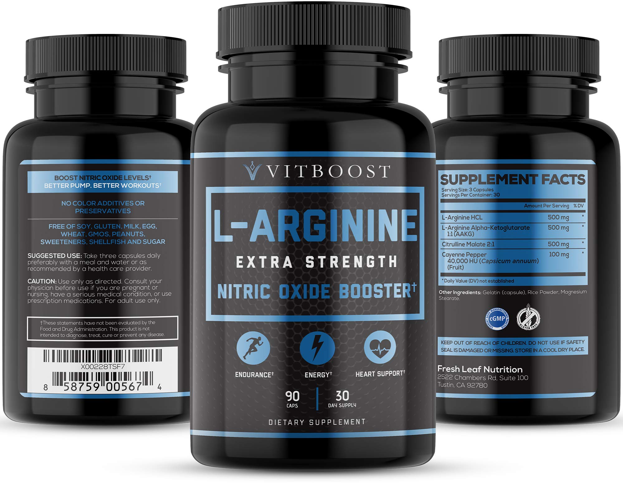 VITBOOST Extra Strength L Arginine Capsule 1500mg - Nitric Oxide Supplements for Stamina, Muscle, Vascularity & Energy - Powerful NO Booster with L-Arginine, L-Citrulline & Essential Amino Acids