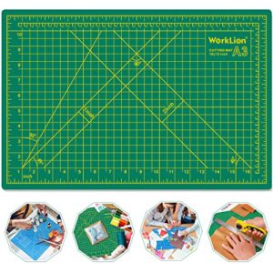 worklion 12" x 18" art self healing pvc cutting mat, double sided, gridded rotary cutting board for craft, fabric, quilting, sewing, scrapbooking project……