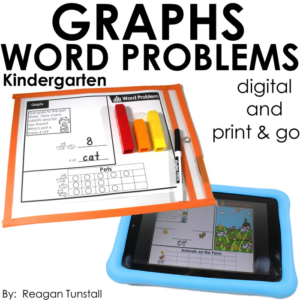 word problems graphs kindergarten (digital and print & go)