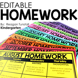 editable homework kindergarten