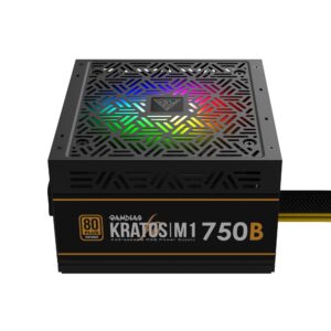 GAMDIAS RGB Gaming PC Power Supply 750W 80 Plus Bronze Certified 750 Watt PSU for Computers with Active PFC, Kratos M1-750B