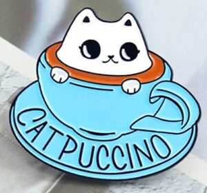 blue coffee cup kitten brooch cute cat animal coffee cup enamel pin clothes hat badge accessories friends kids gifts shipped from usa