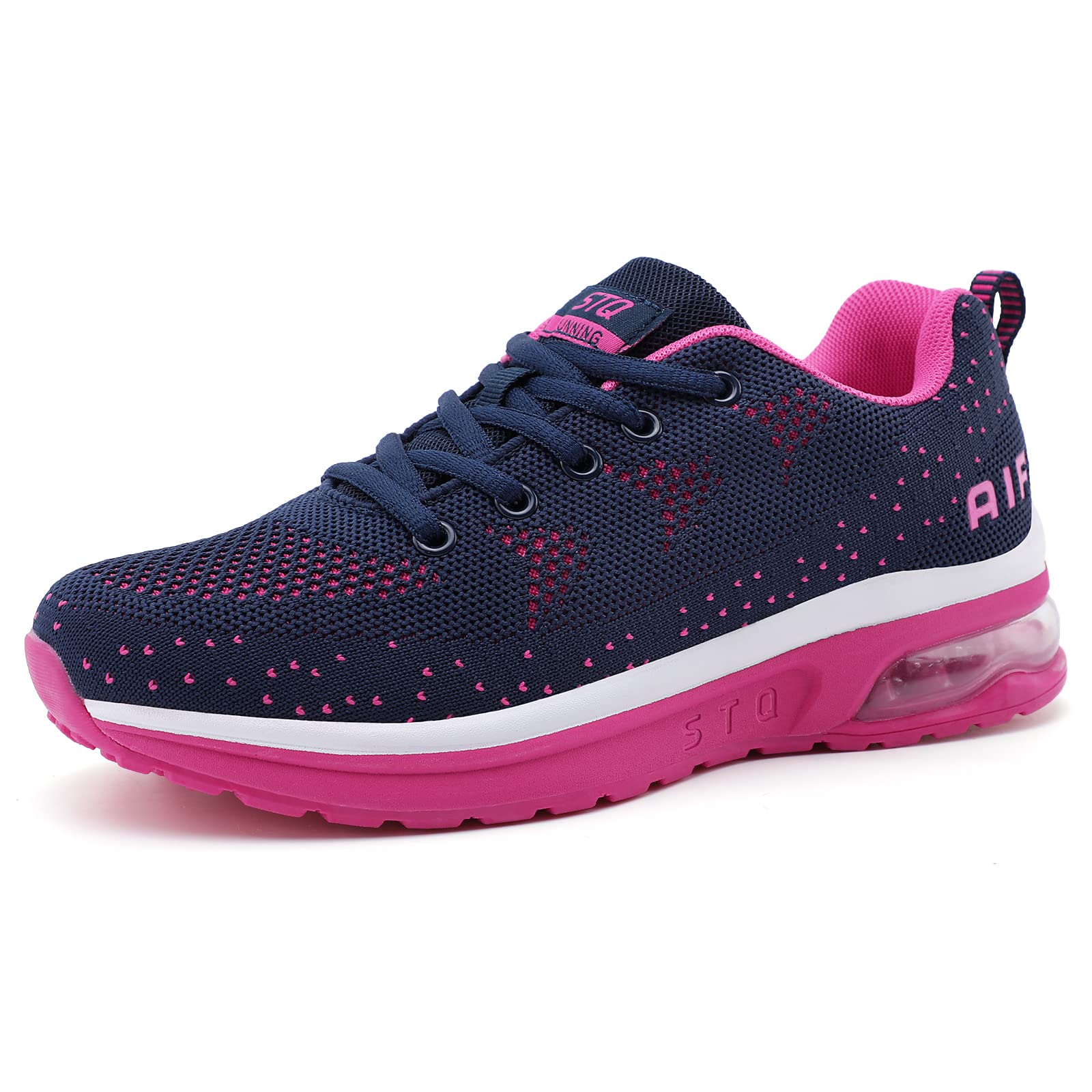 STQ Womens Running Tennis Shoes Orthopedic Sneakers Slip Resistant Gym Shoes Air Cushion Sneakers Navy Rose 7