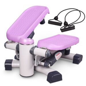 leikefitness premium portable climber stair stepper & waist fitness twister step machine with lcd monitor st6600-1(pink)