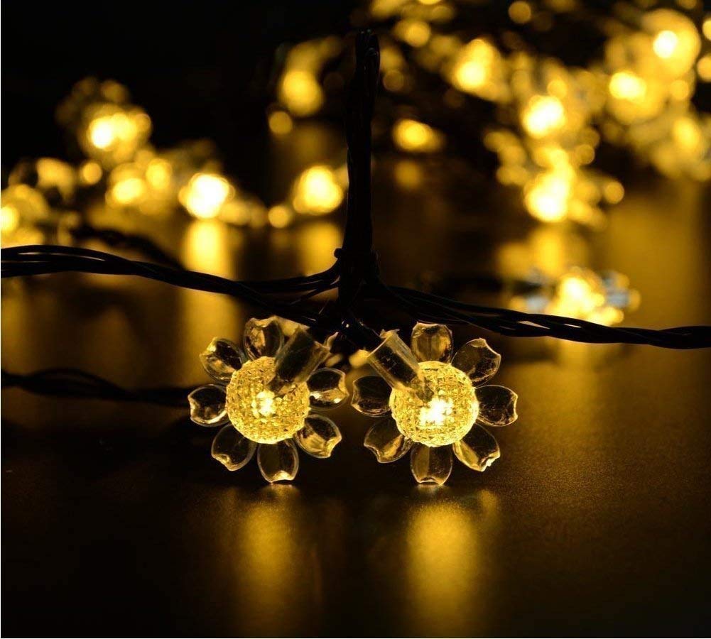 AMZSTAR Solar Sunflower String Lights, 21ft 50 Sunflower LED Christmas Light Waterproof Solar Fairy String Lights for Outdoor, Gardens, Homes, Wedding, Christmas Decoration (Warm White)