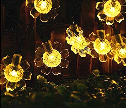 AMZSTAR Solar Sunflower String Lights, 21ft 50 Sunflower LED Christmas Light Waterproof Solar Fairy String Lights for Outdoor, Gardens, Homes, Wedding, Christmas Decoration (Warm White)