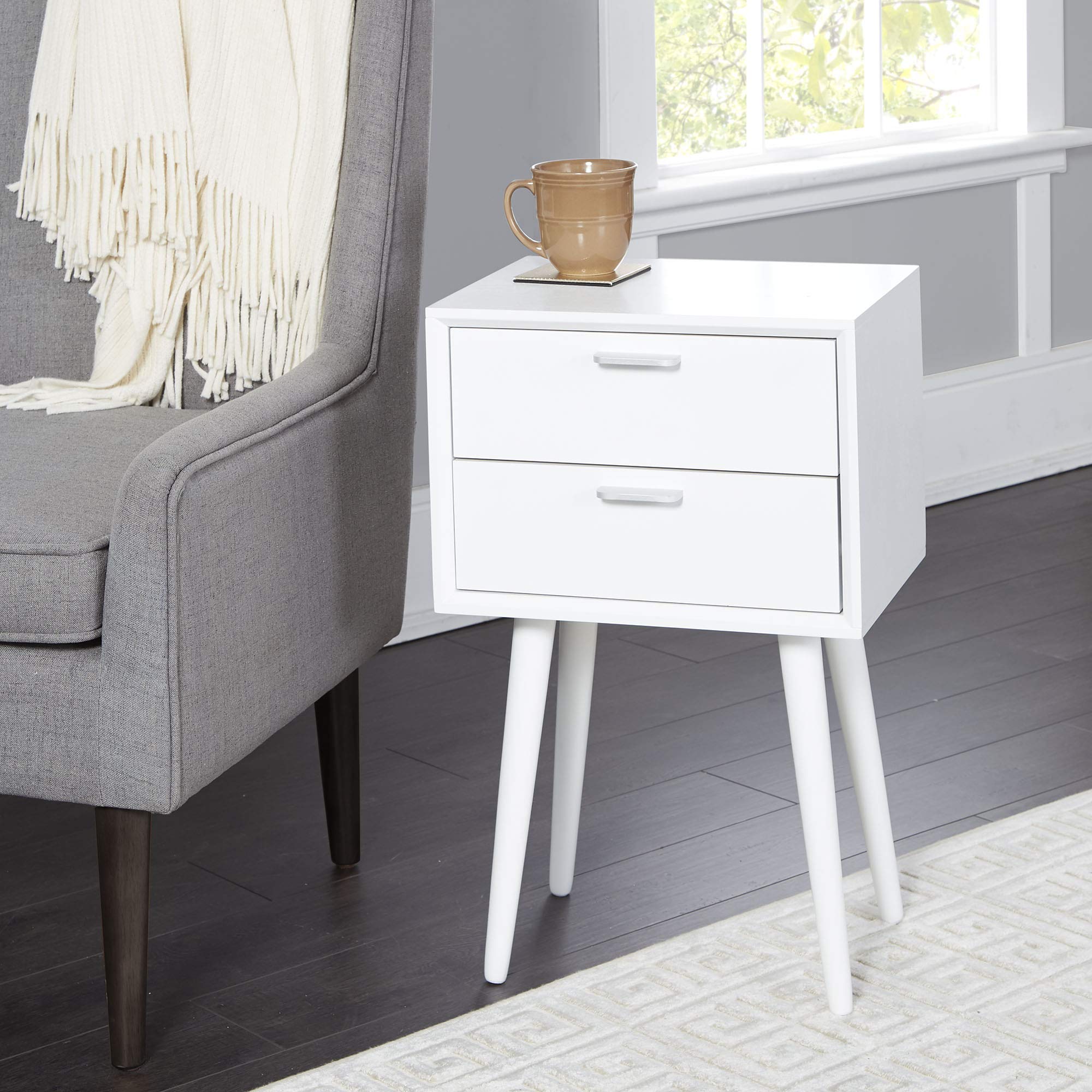 Silverwood Side Table, 11. 8 L x 15. 75 W x 25 H, White