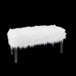 silverwood vanessa fur storage bench, white