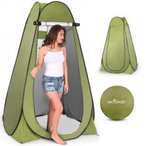 abco pop up privacy tent instant portable outdoor shower tent, camp toilet, changing room, rain shelter with window for beach easy set up, foldable with carry bag, lightweight and sturdy - pop up pod