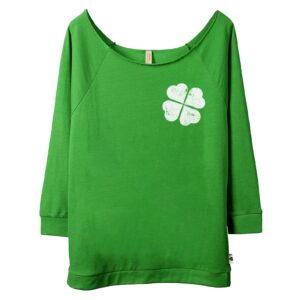 thread tank lucky shamrock love women's fashion slouchy, fun st patricks day raglan lightweight sweatshirt evergreen large