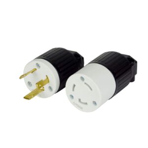 temco industrial nema replacement plug ul listed l5-30 male, female, pair for generator, rv, camper, welder