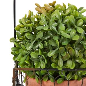 Pure Garden Faux Boxwood 3 Matching Realistic 9.5" Tall Topiary Arrangements in Decorative Metal Baskets for Indoor Home or Office (Set of 3)