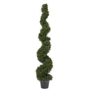 home artificial spiral tree-faux boxwood topiary plant with weighted pot for indoor or outdoor, office, 60-in, green