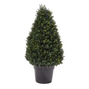 home pure garden artificial cypress topiary-37” tower style faux plant in sturdy realistic indoor or outdoor potted shrub décor