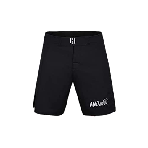 Hawk Sports Athletic Shorts for Men and Women, No Gi MMA Shorts for Boxing, Kickboxing, Jiu Jitsu, Muay Thai, and Wrestling, Workout Shorts for Exercise, Training, and Sparring - Black, Waist 32”