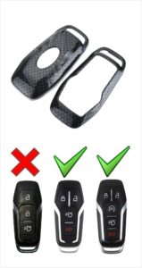 almoo kc-f-cb carbon fiber texture remote key fob case cover holder glossy shell for ford fusion mustang f150 edge explorer lincoln mkz mkc mkx