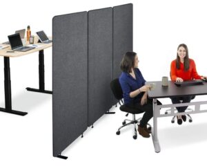 stand steady zippanels office partition | room dividers | three zip together panels provide privacy and reduce ambient noise in workspace, classroom and healthcare (dark gray)